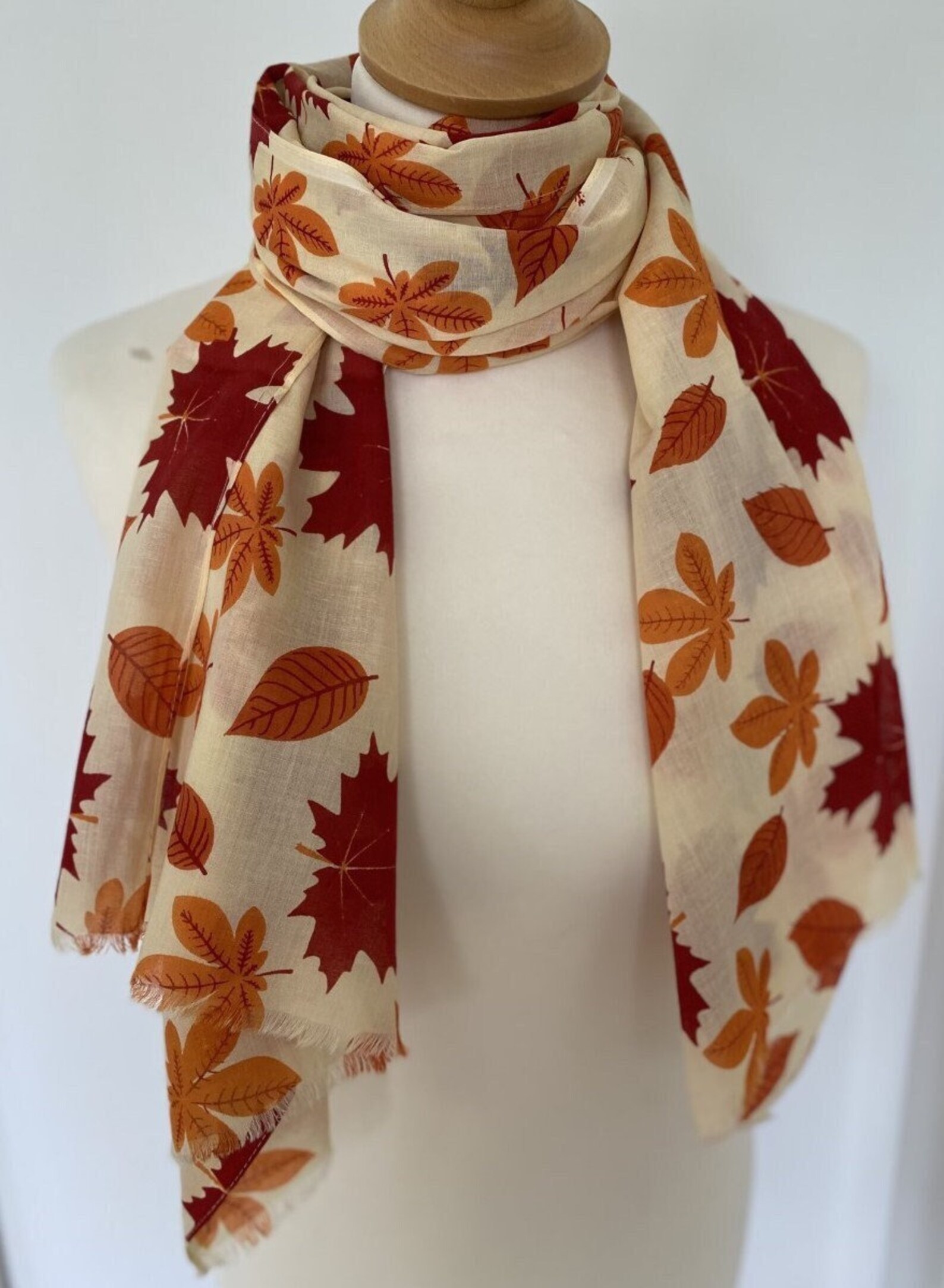 Autumn Leaf Scarf Golden Autumn Leaves Red Orange | Etsy