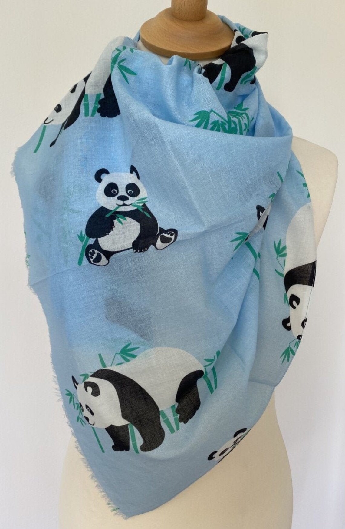 Panda Scarf Blue Black White Green Scarf Women's Panda | Etsy