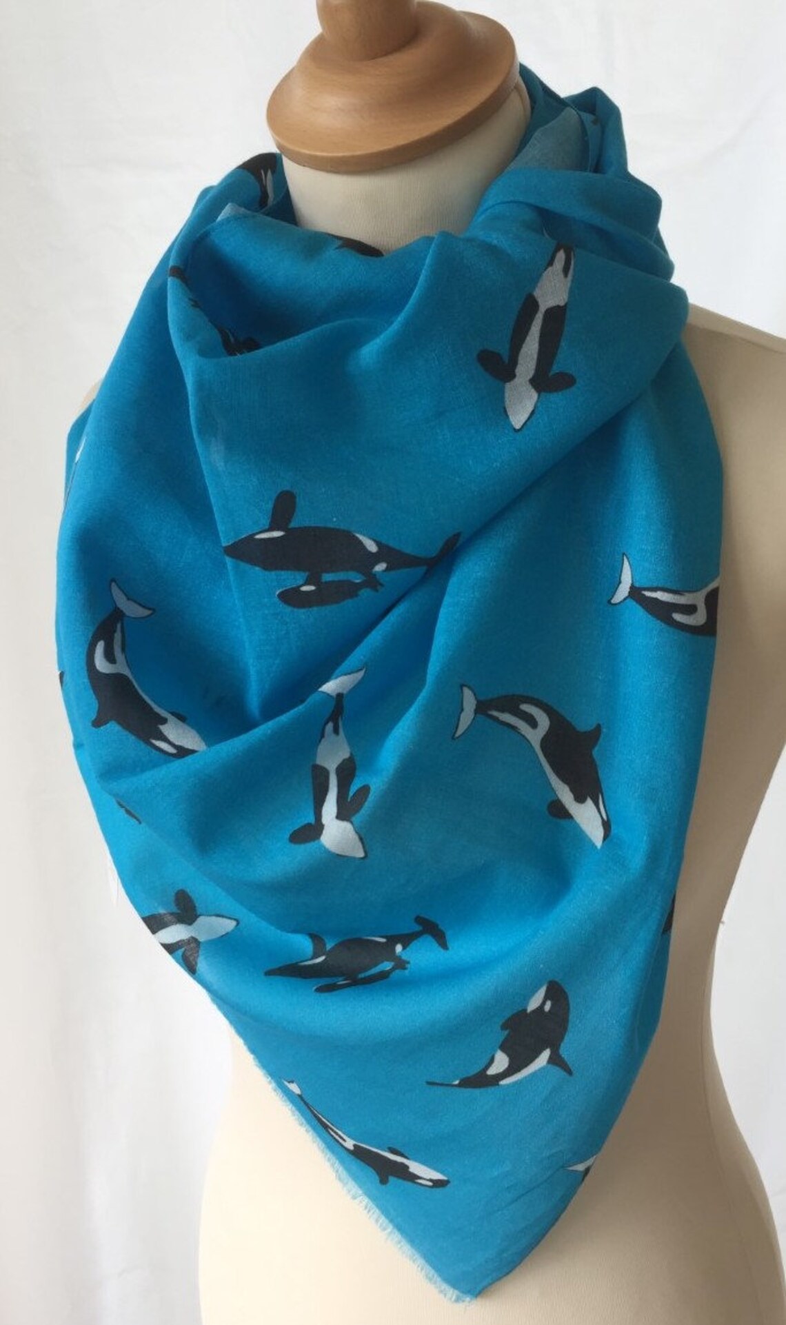 Orca scarf blue scarf killer whale scarf orca gift | Etsy