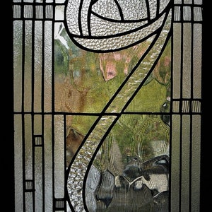 Prairie Stylized Clear Rose Stained Glass Window - Etsy