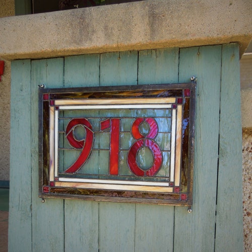 Custom House Numbers Stained Glass on Glass Mosaic - Etsy