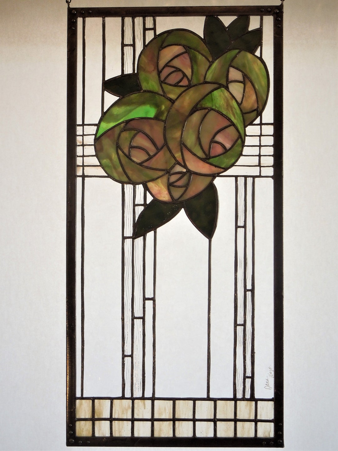 Stained Glass Pink Mackintosh Rose Window - Etsy