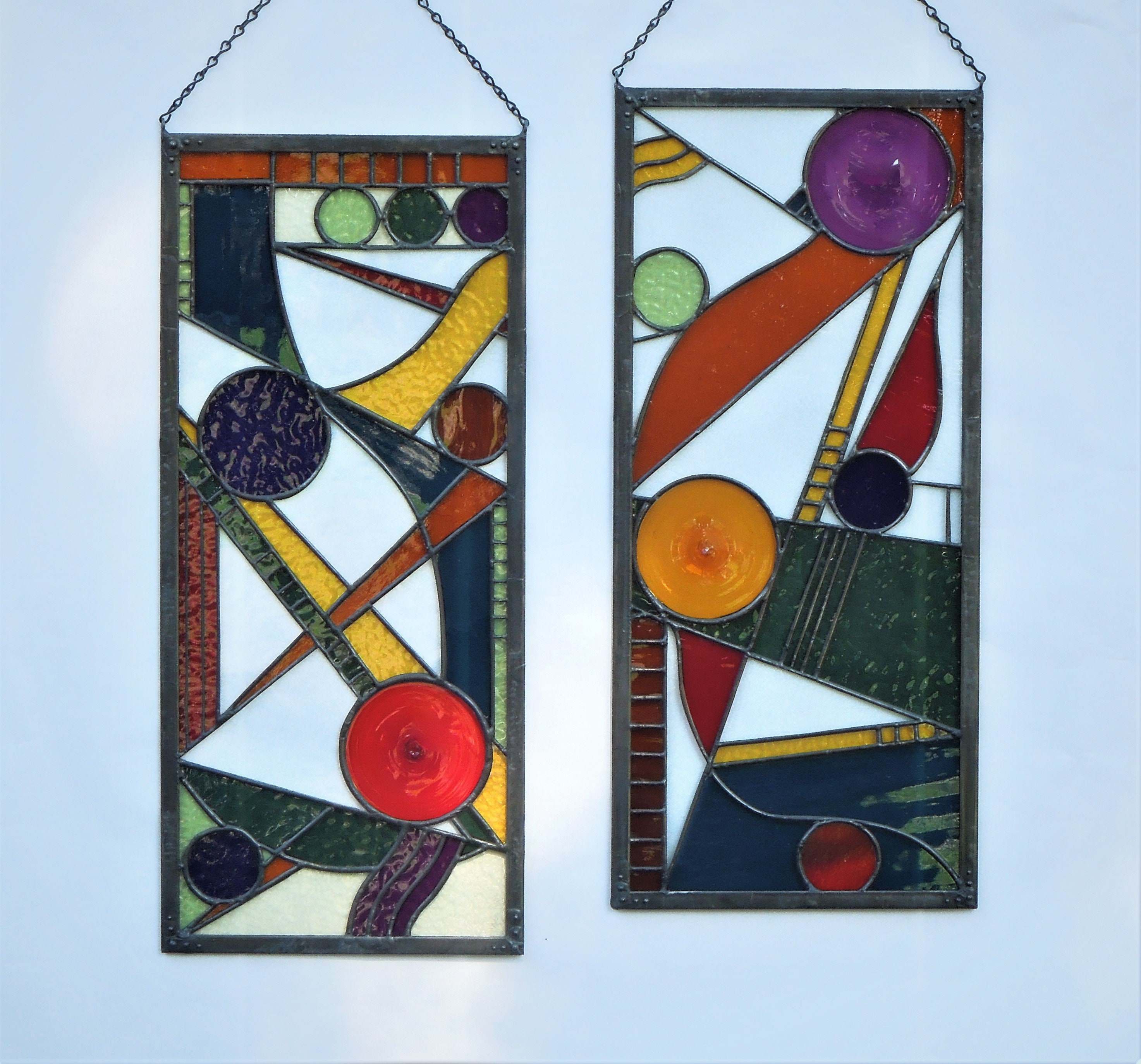 Stained Glass Windows "musical Chairs" Set of Two - Etsy