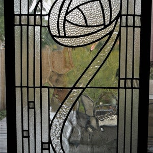 Prairie Stylized Clear Rose Stained Glass Window - Etsy