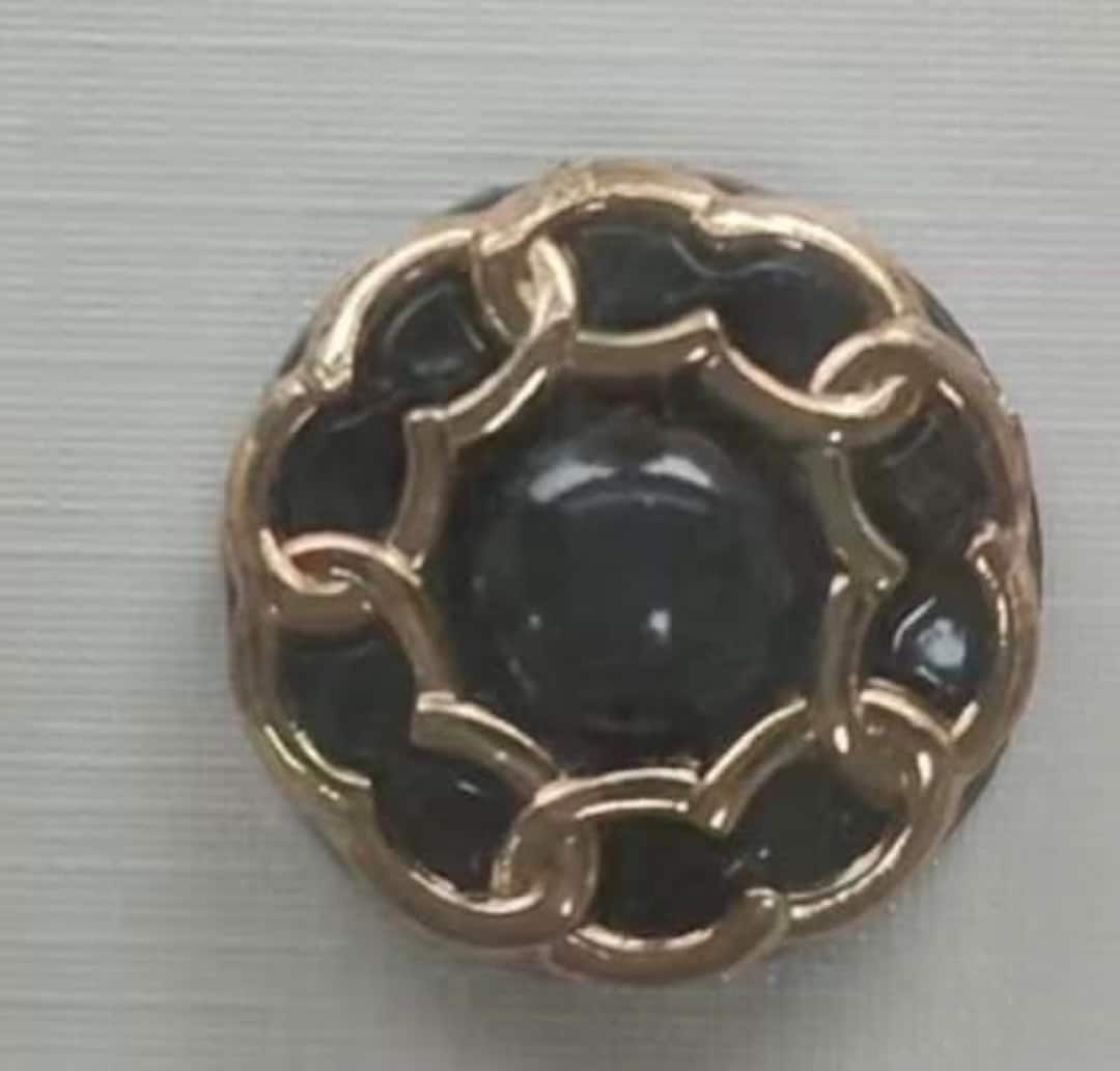 10 Enameled Knight's Chain Button, SCA Chivalry, Gold and Black or ...