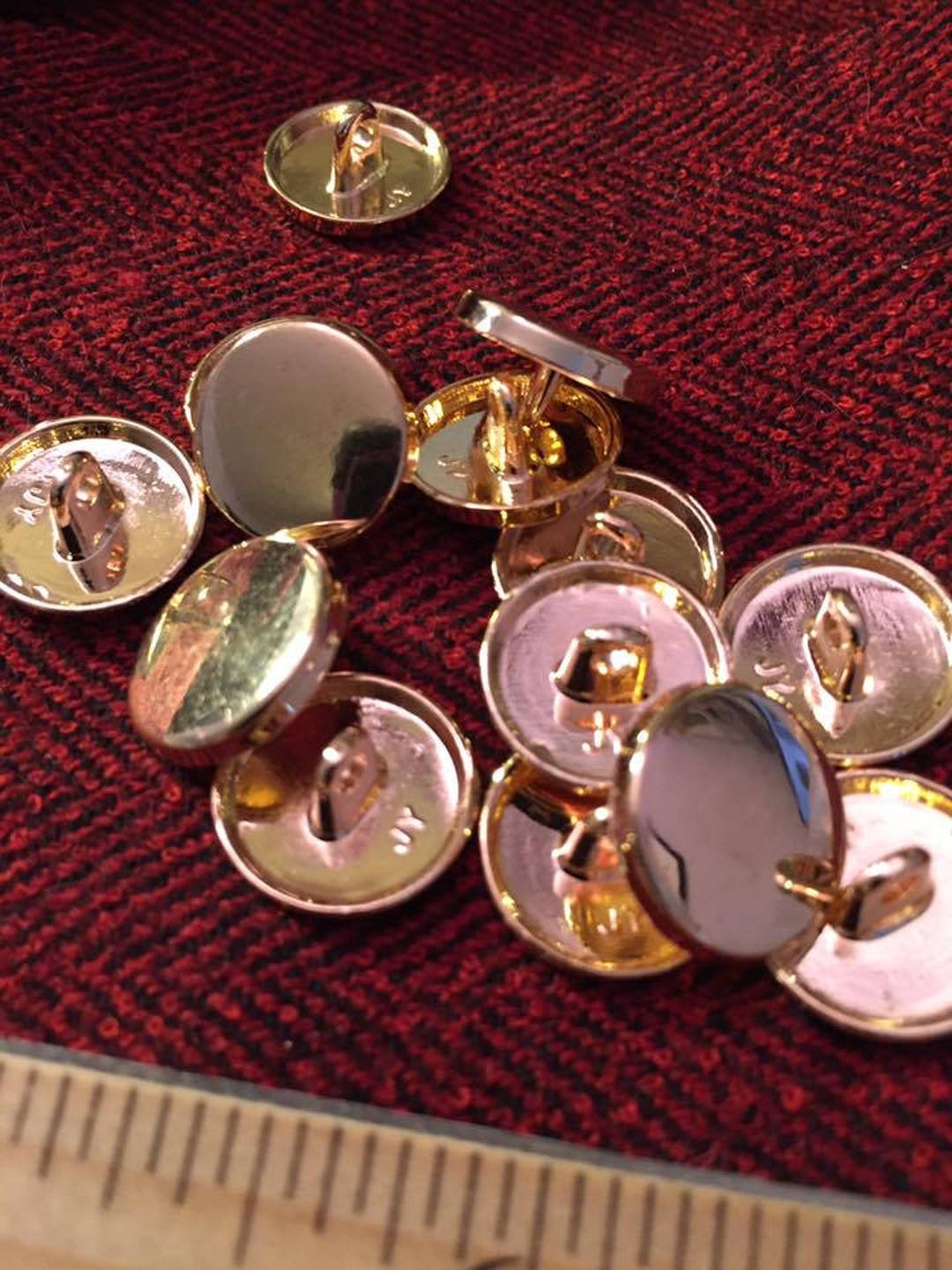 15 Mm Flat Bright Gold Colored Metal Shank Button, Set of 10 - Etsy