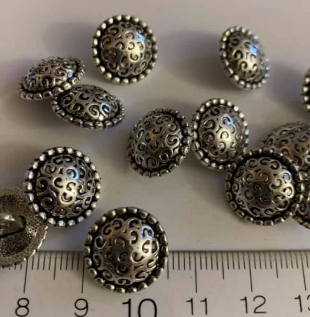 Silver Colored Metal 15mm Buttons, Set of 10 - Etsy