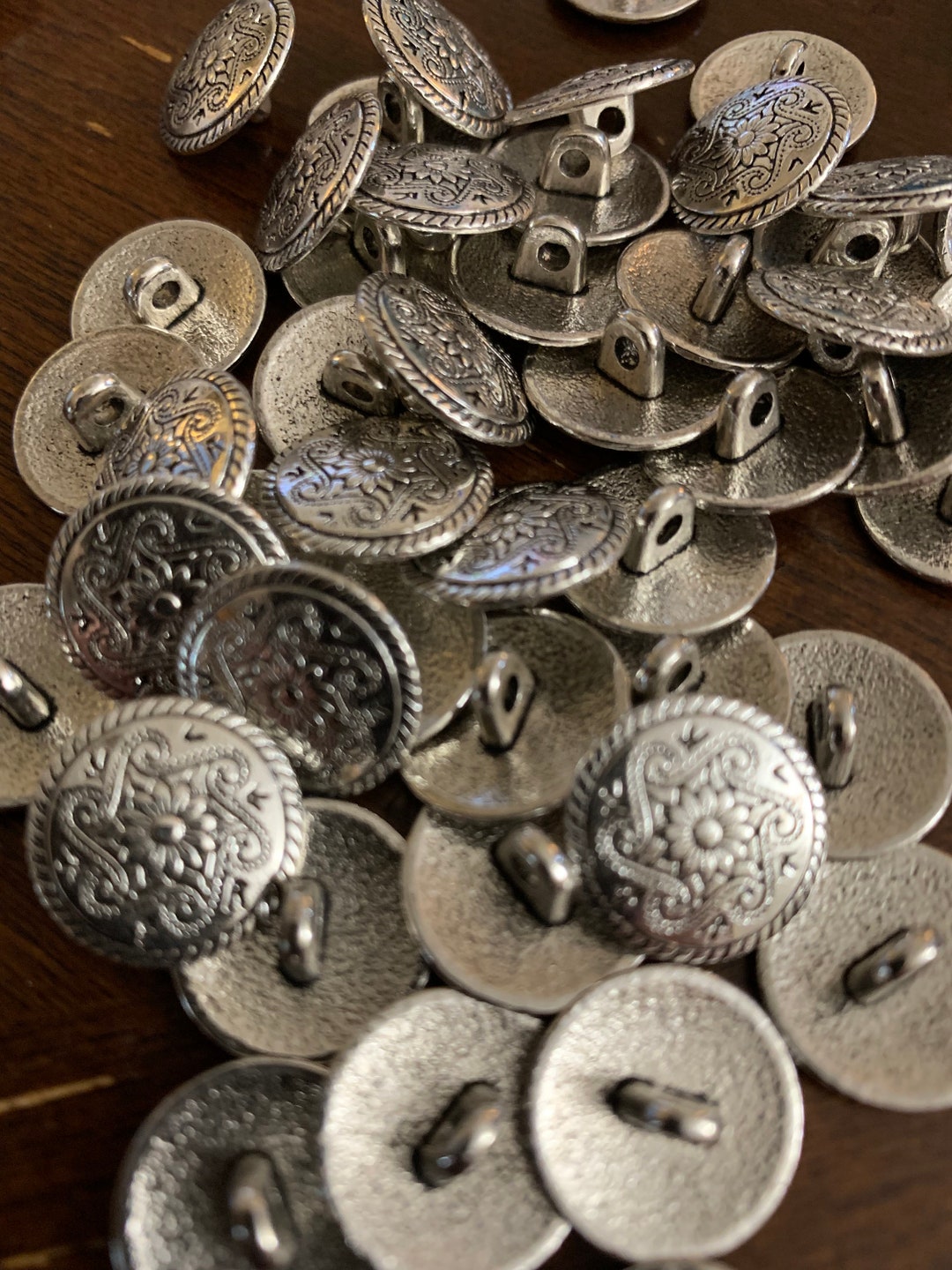 Silver Colored Flower 15mm Buttons, Set of 10 - Etsy