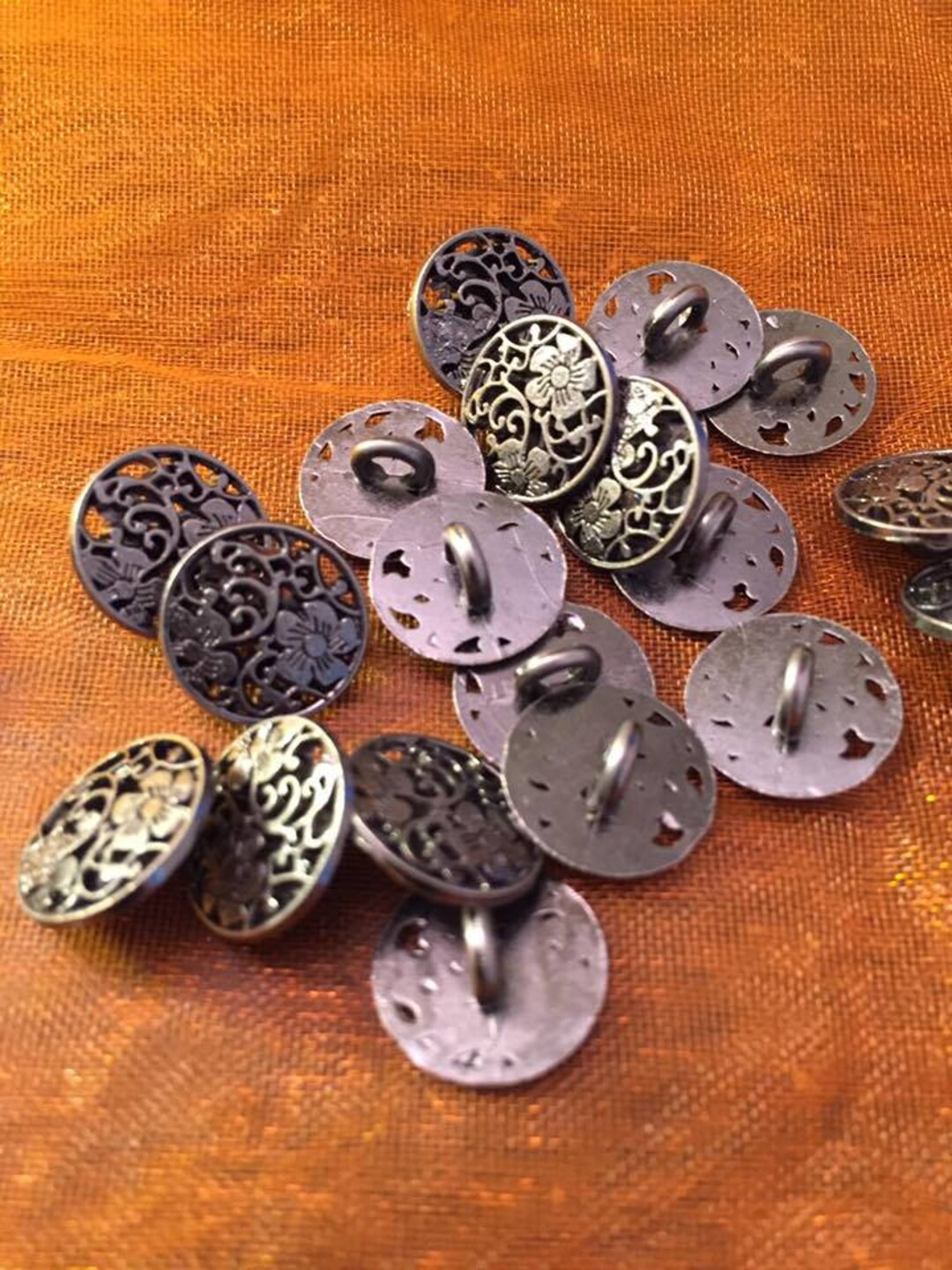 12 Mm Pewter Colored Metal Shank Button Fancy Flower Cut - Etsy