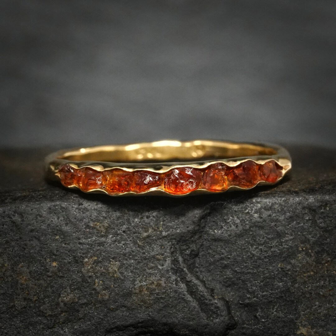 Raw Citrine Band Ring. Silver Rustic Organic Alternative Rough Raw ...