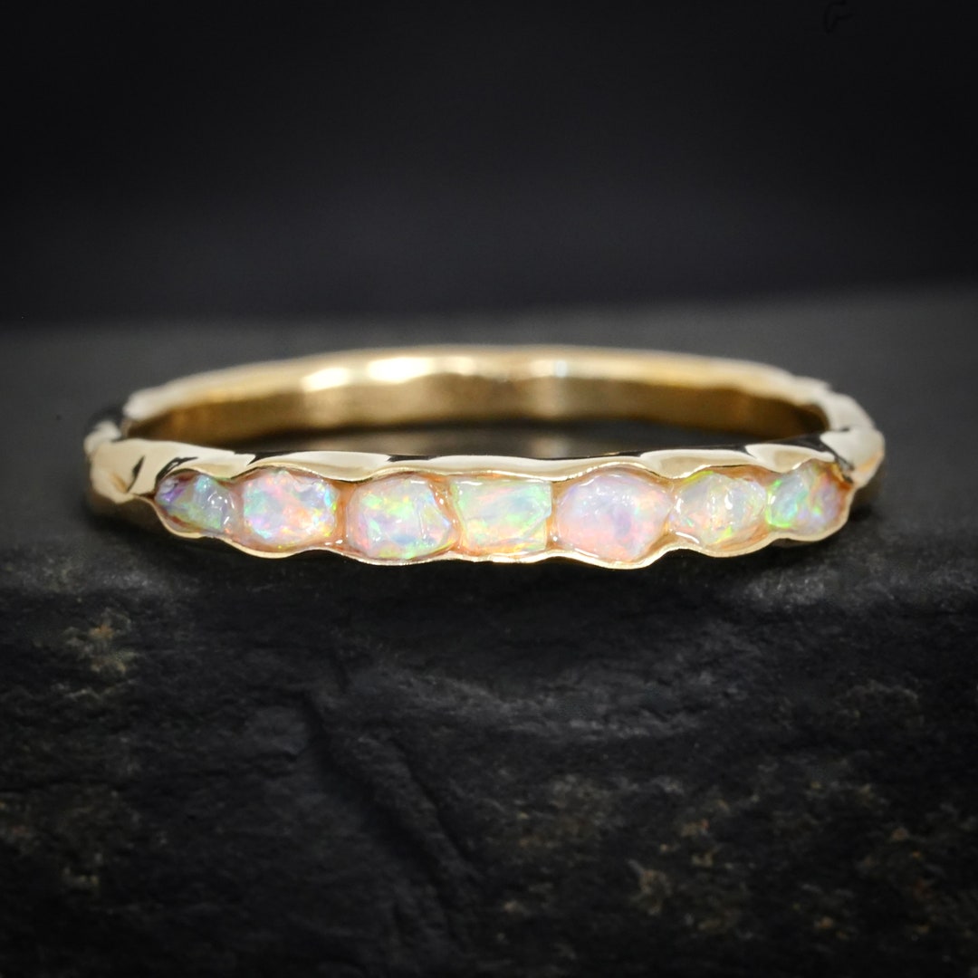 Raw Australian Opal Ring. Unique Alternative Organic Rustic Natural Raw ...