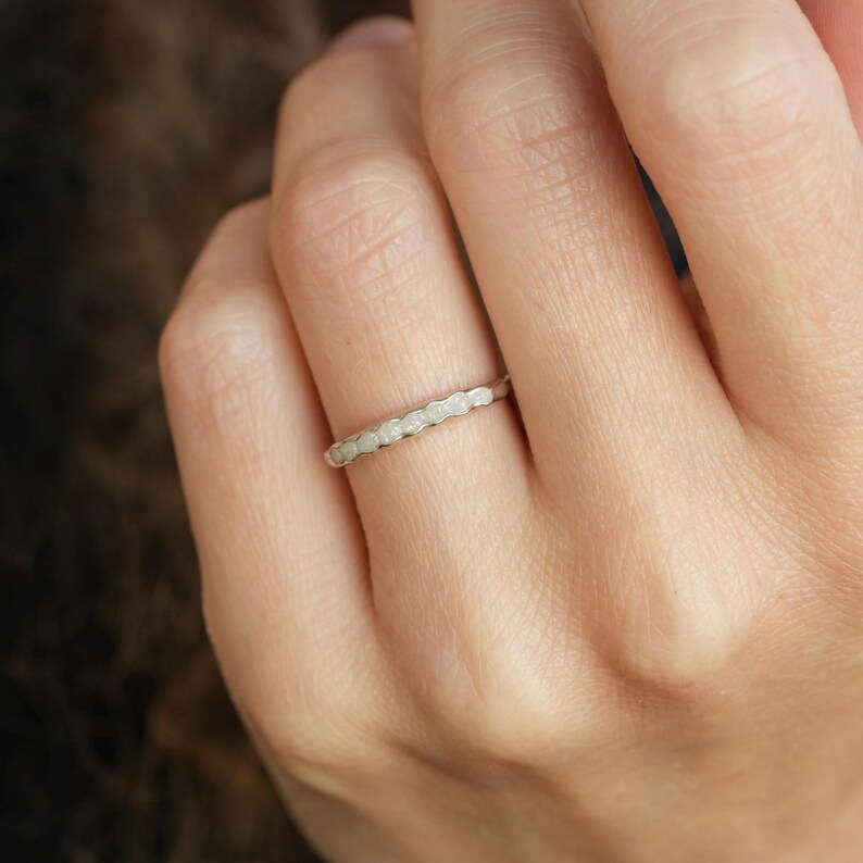 Raw White Diamond Band Ring. Rustic Organic Alternative Unique Raw ...