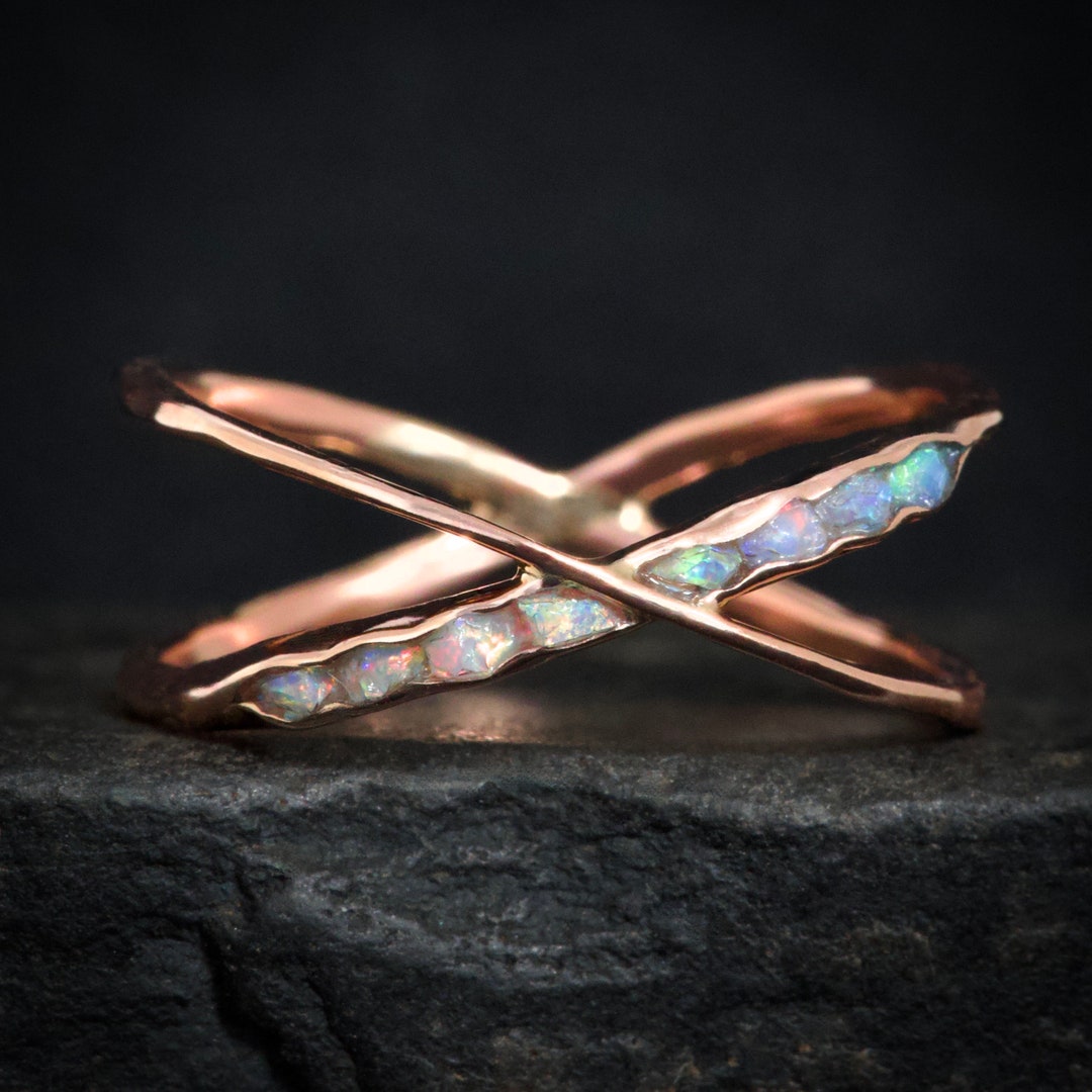 Raw Australian Opal X Ring. Opal Criss Cross Ring. Criss Cross Ring ...