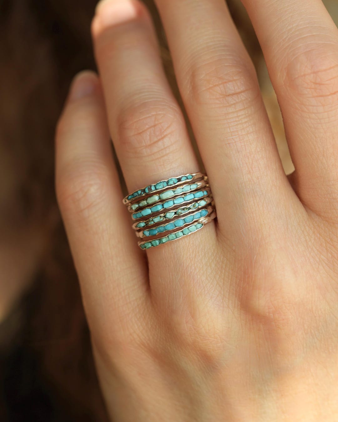 Solid Gold Raw Turquoise Ring. Rustic Silver or Gold Genuine Minimalist ...