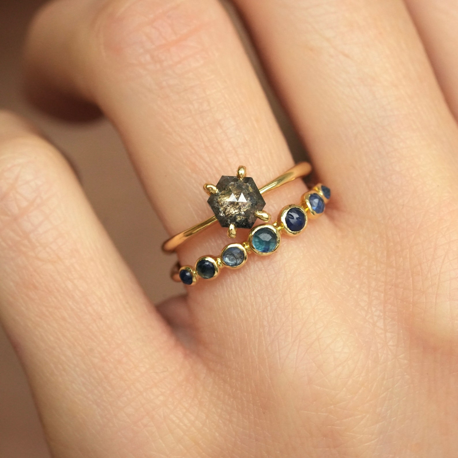 Blue Sapphire Ring. Sapphire Engagement Ring. Rustic and Organic Blue ...