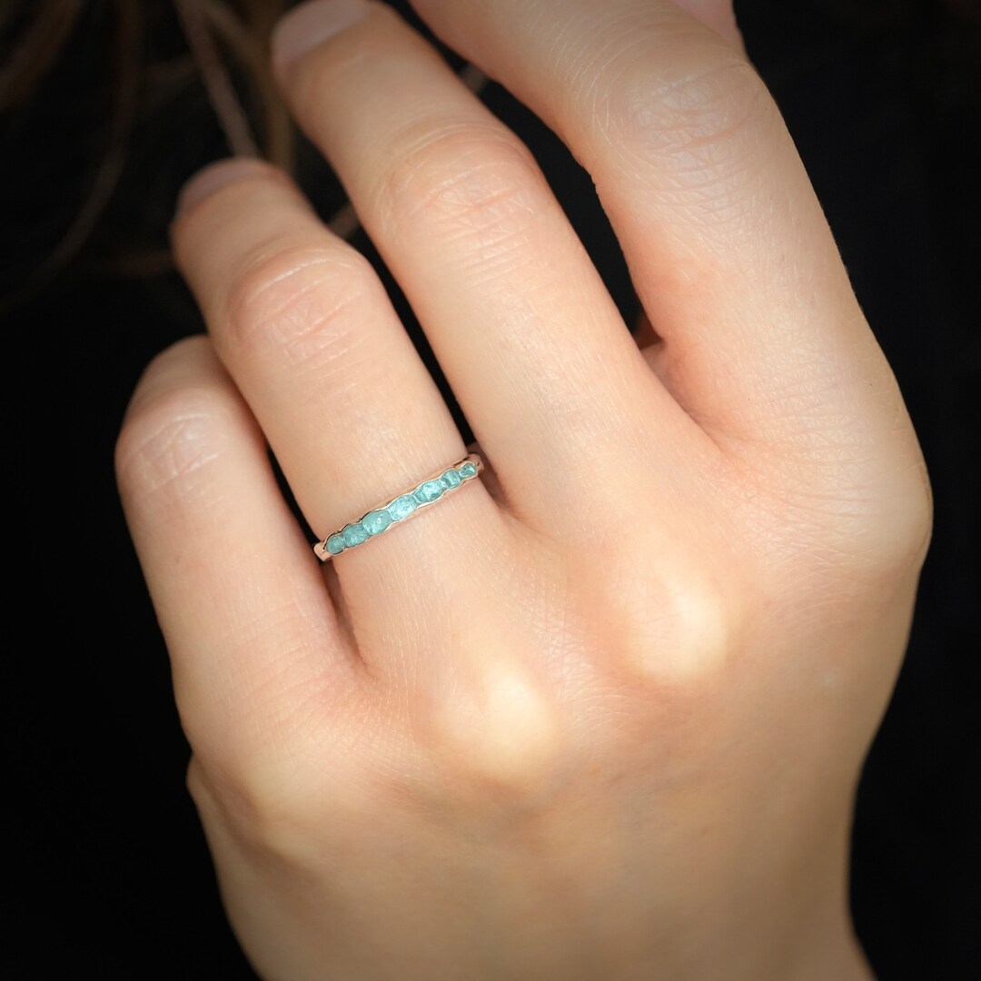 Raw Neon Blue Apatite Ring. Unique Alternative Rustic Organic Raw Rough ...