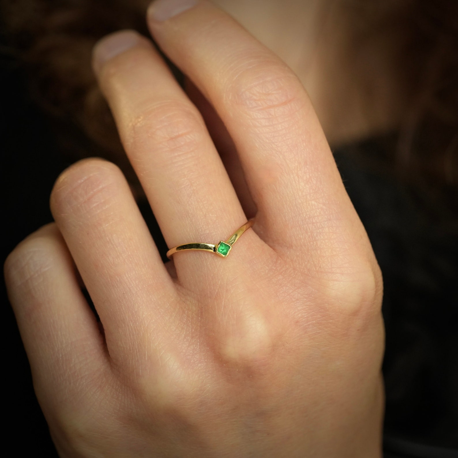 Emerald Chevron Ring. Square Emerald Ring. Emerald Wedding Band. Yellow ...