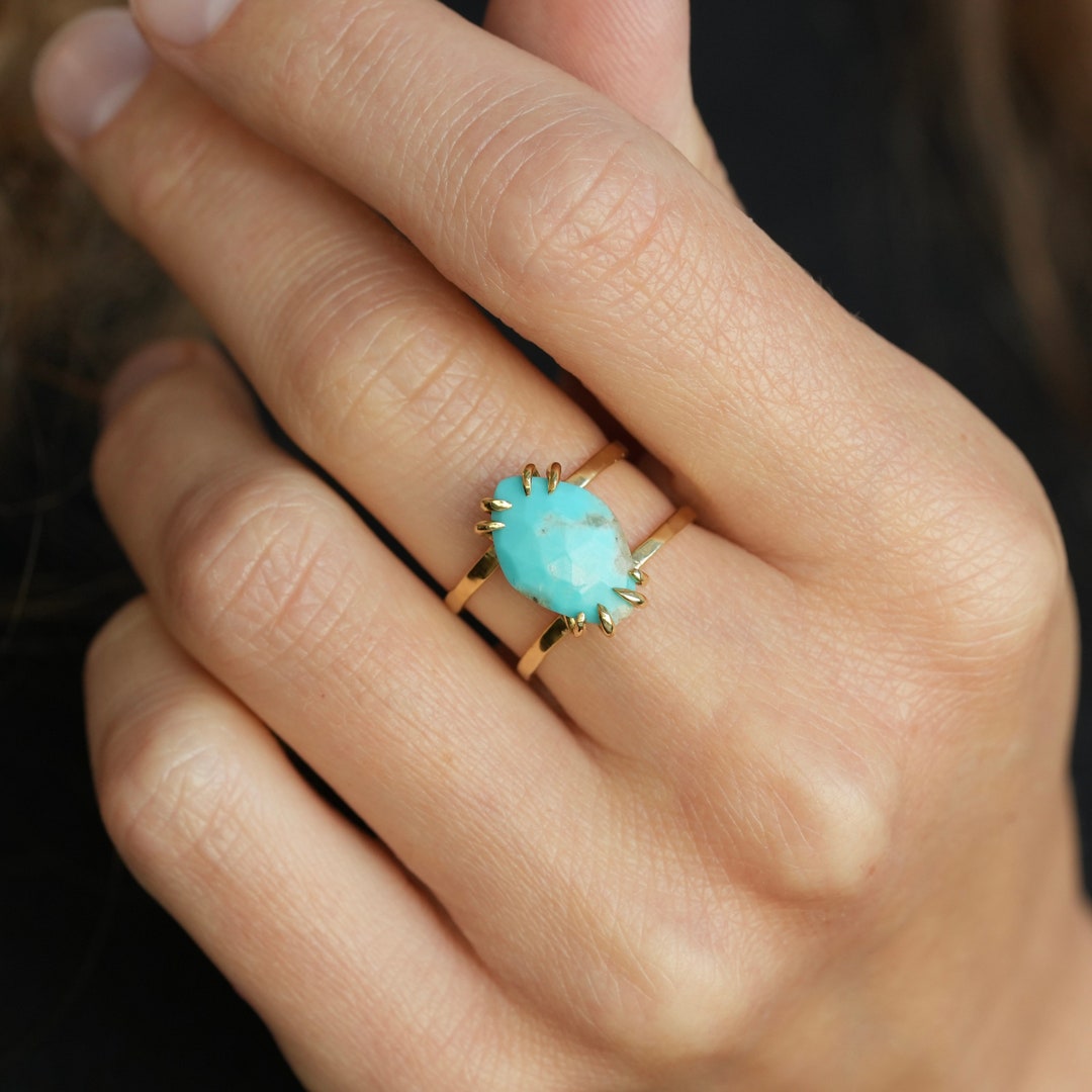 Marquise Turquoise Ring. 18k Solid Yellow Gold Marquise Shape Turquoise ...