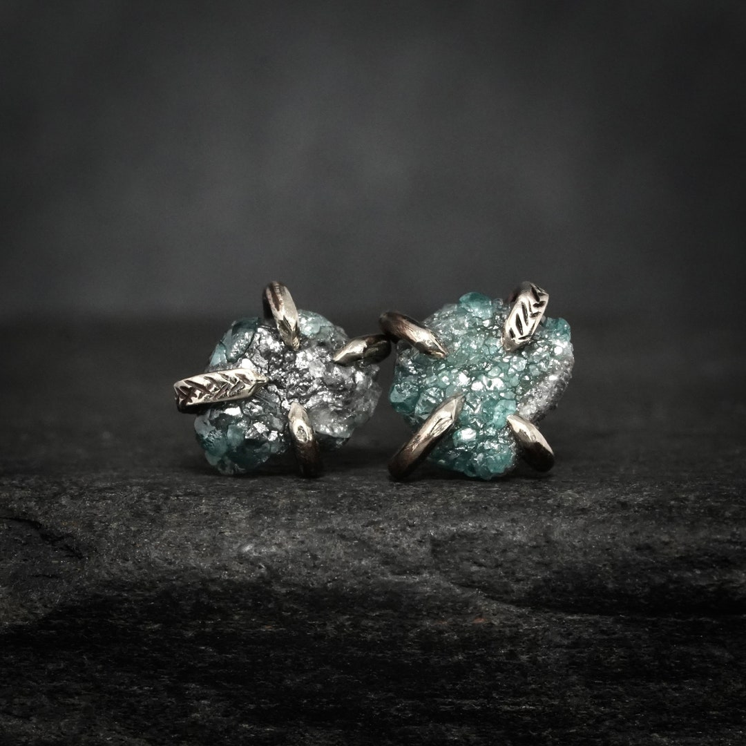 Raw Blue Diamond Stud Earrings. Diamond Stud Earrings. Diamond Earrings ...