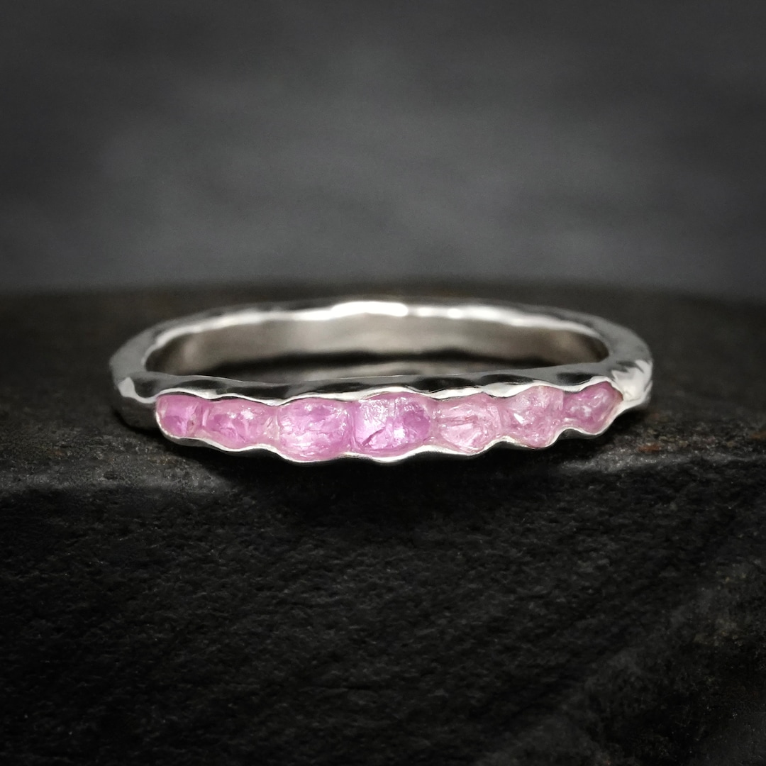 Raw Pink Sapphire Ring. Pink Sapphire Band Raw Sapphire Ring Natural ...