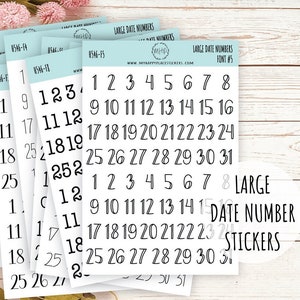 Large Date Number Stickers for Planners, Organizers and Bullet Journals ...