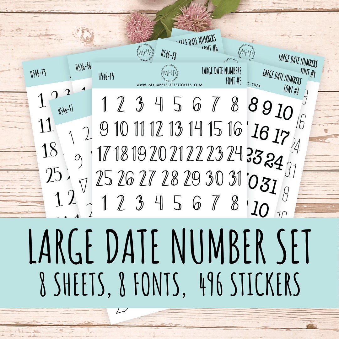 Sticker Set of Large Date Number Stickers for Planners, Organizers and ...