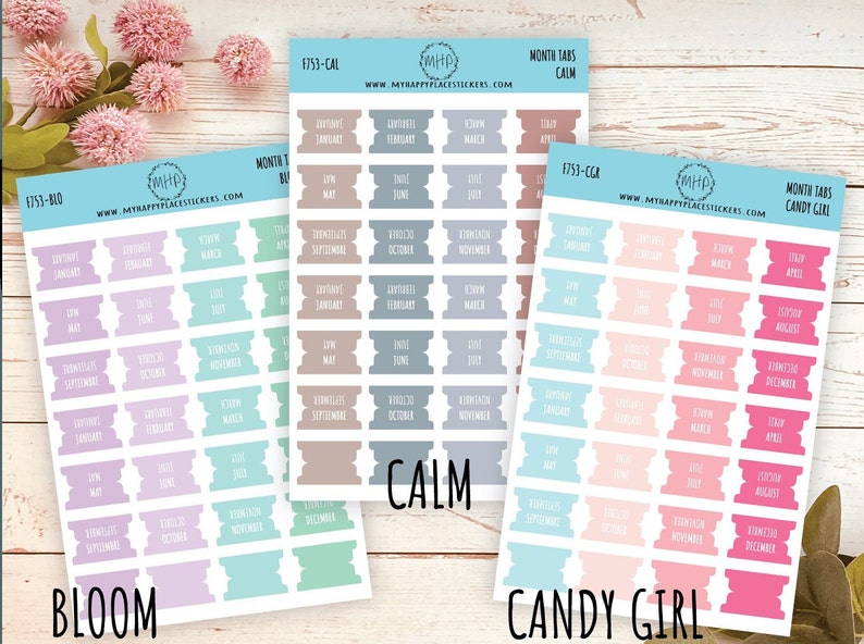 Month Tab Stickers for Planners. Tabs for Planners. Month Stickers ...
