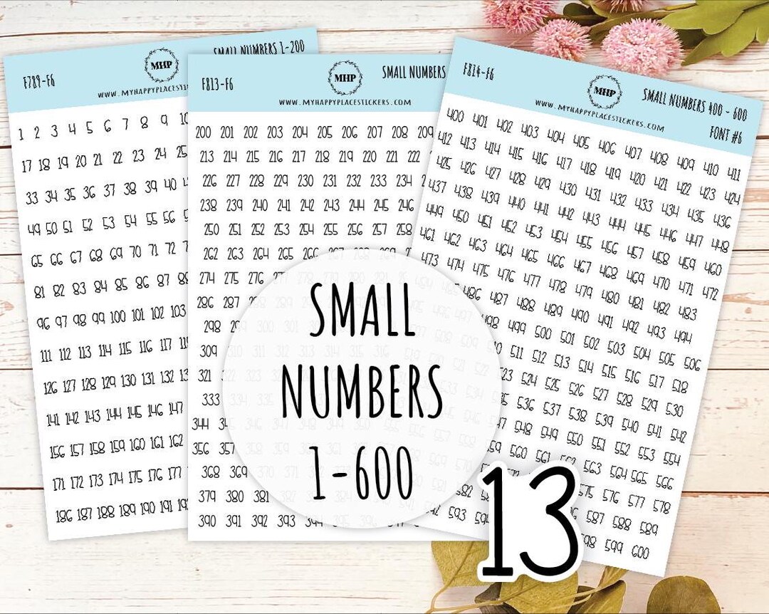 Small Number Stickers 1 - 600. Planner Stickers || F813 - Etsy