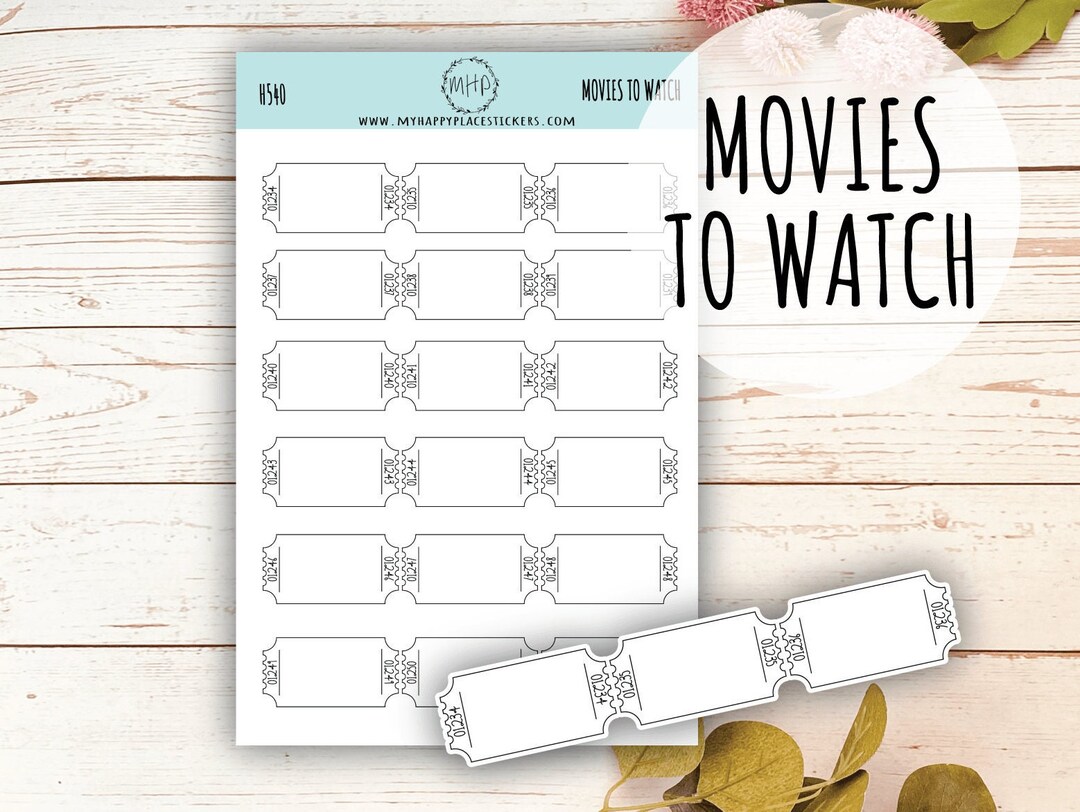 Movies to Watch Stickers for Bullet Journals. Stickers for Planners and ...
