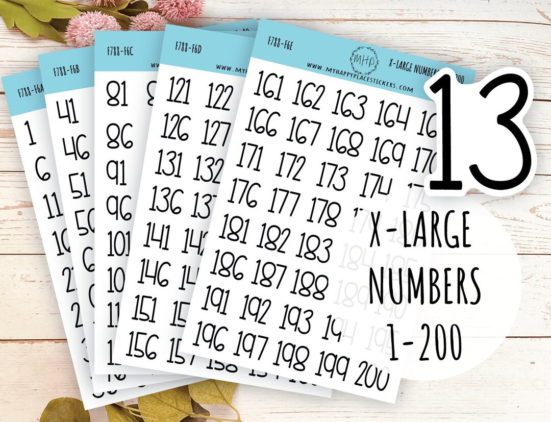 X-large Number Stickers 1 - 200. Planner Stickers || F788 - Etsy