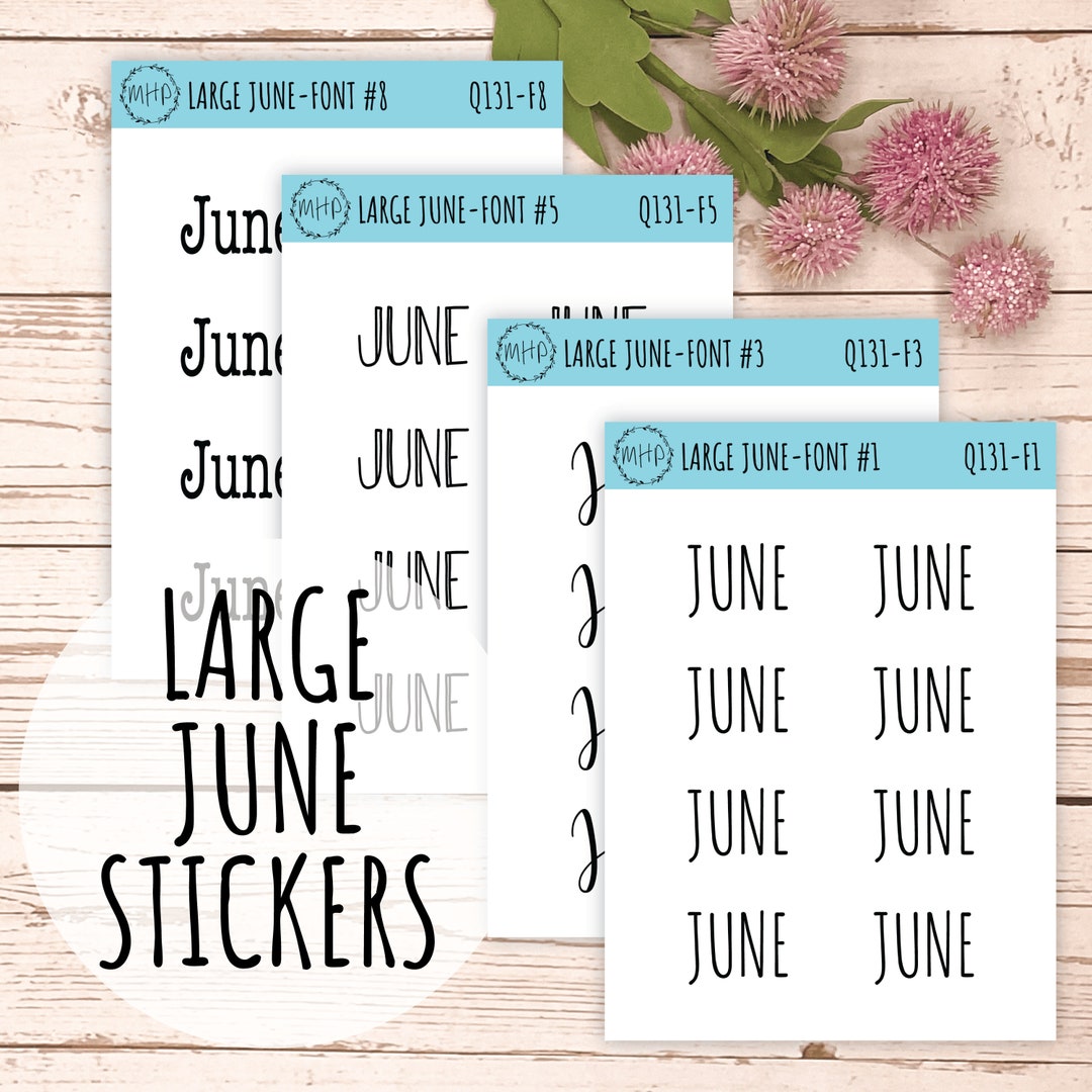 Large JUNE Stickers for Planners, Organizers, Bullet Journals. Perfect ...