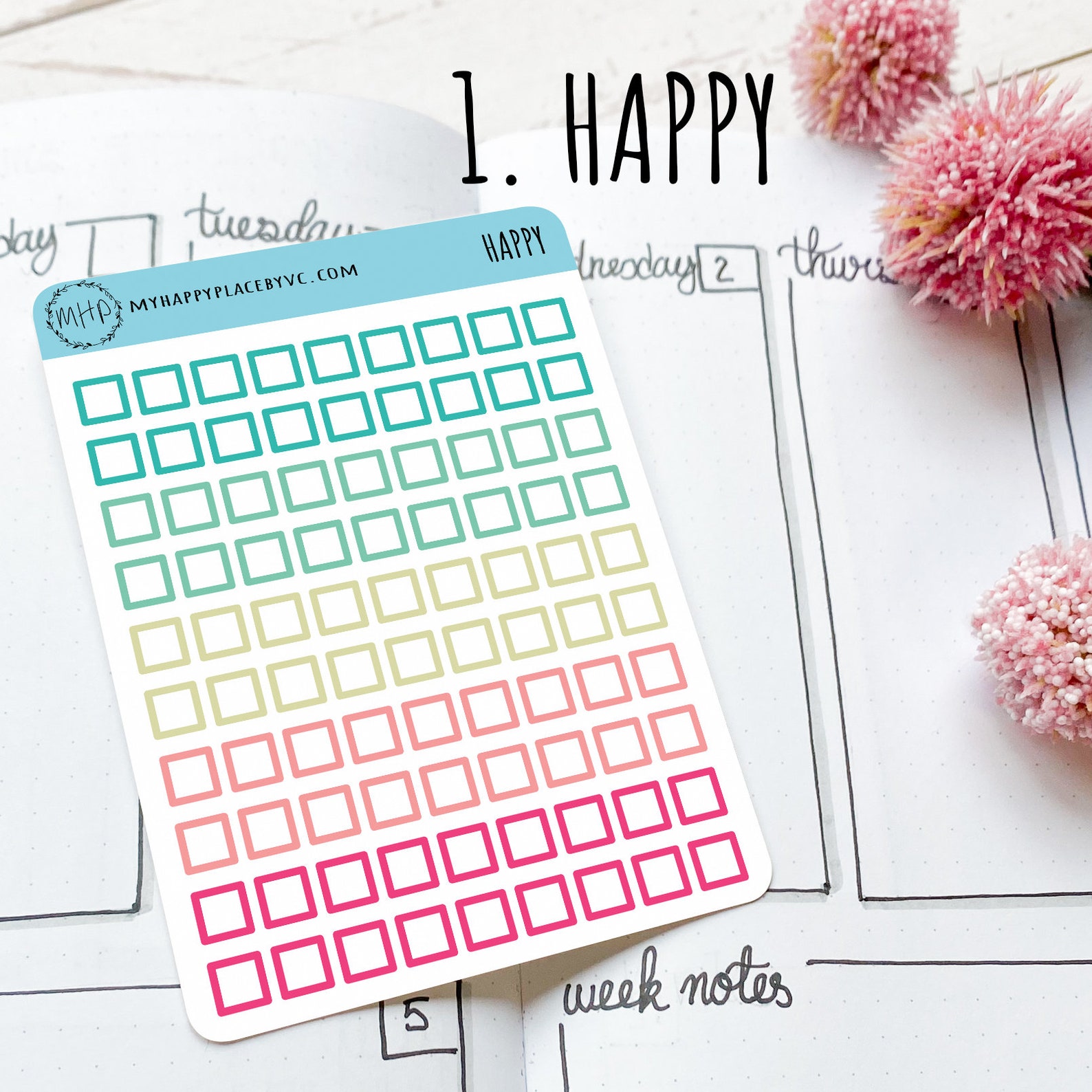 Small Square Stickers for Bullet Journals and Planners, Squares for ...