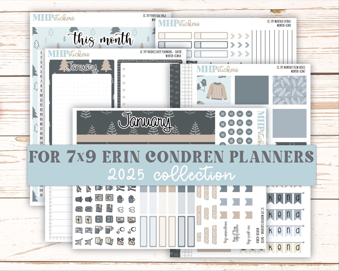 JANUARY 2025 Monthly Kit Stickers for 7x9 Erin Condren Planners ...