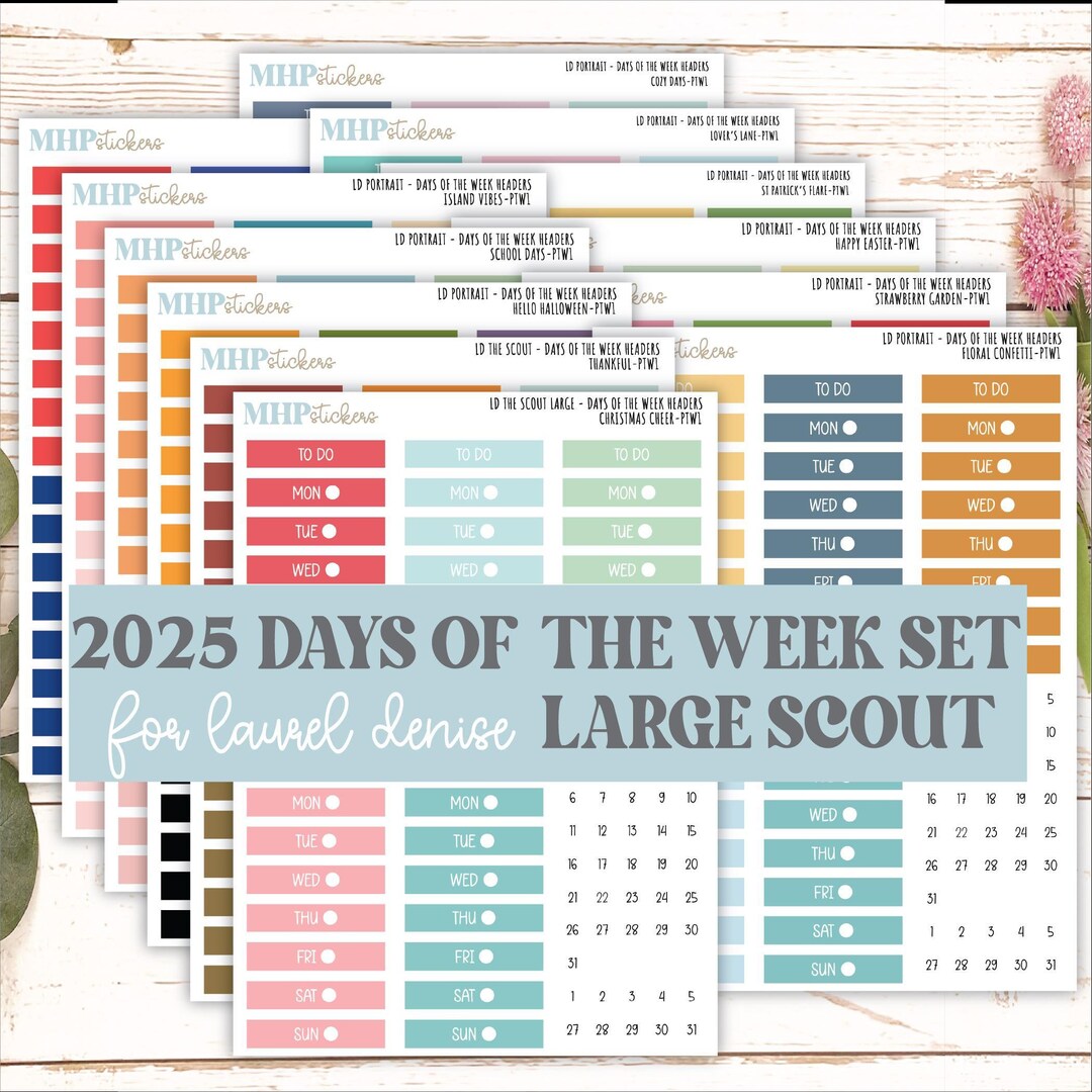 Days of the Week Headers for the Large Laurel Denise Scout Planner ...
