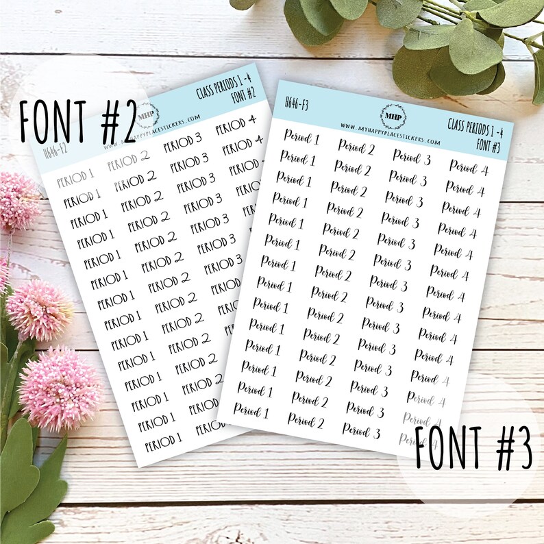Script CLASS Periods 1-4 Sticker || H646 - Etsy
