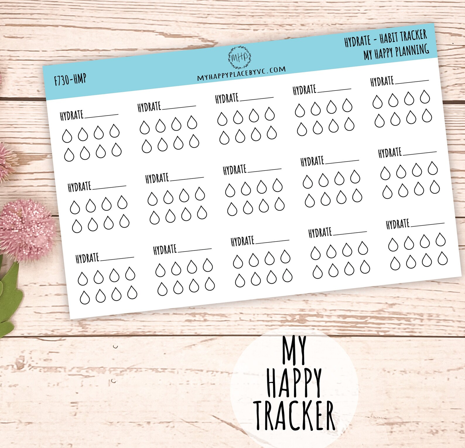 Hydrate Habit Tracker. Planner Stickers for Bullet Journals, College ...