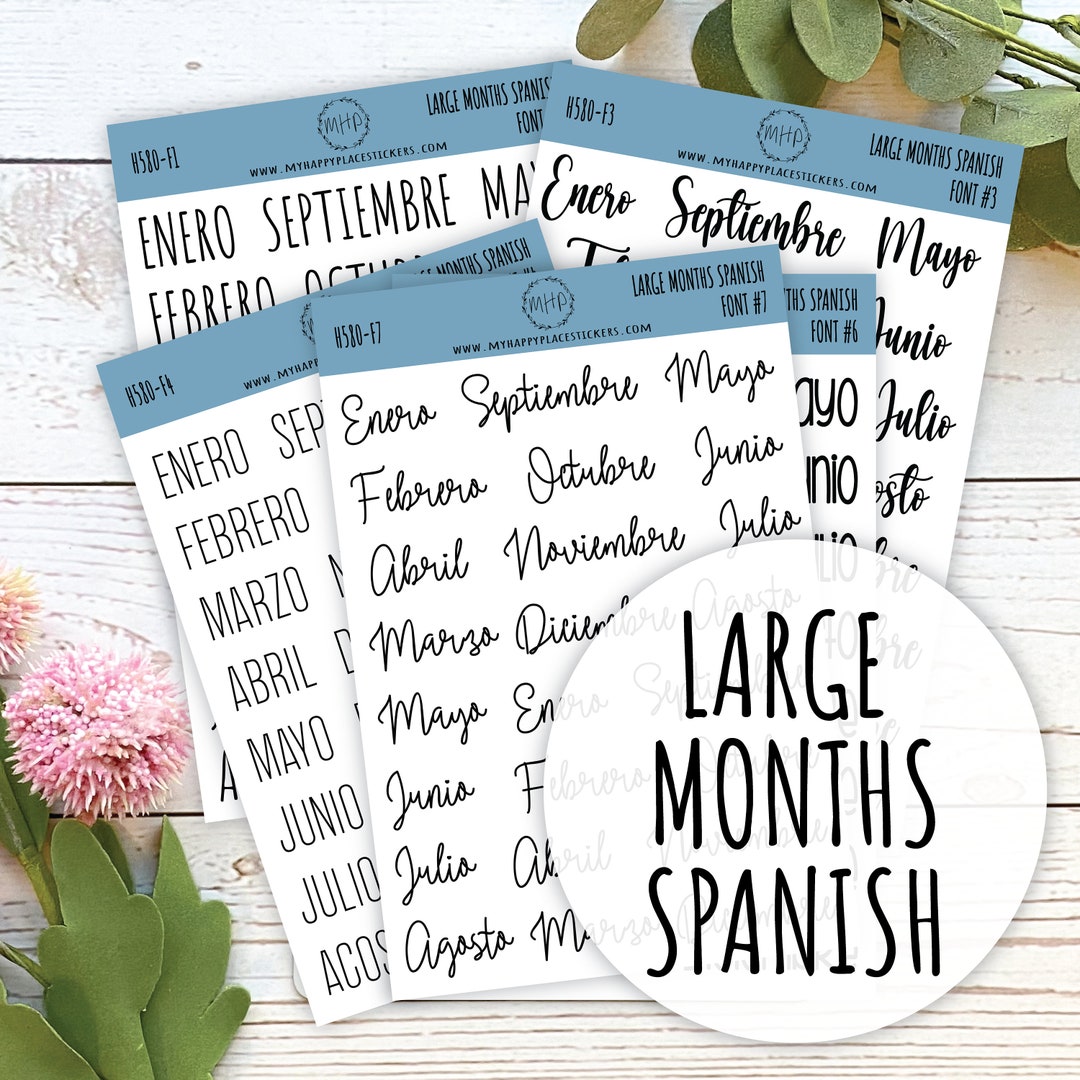Large SPANISH Month Stickers. Stickers for Planners, Organizers, and ...