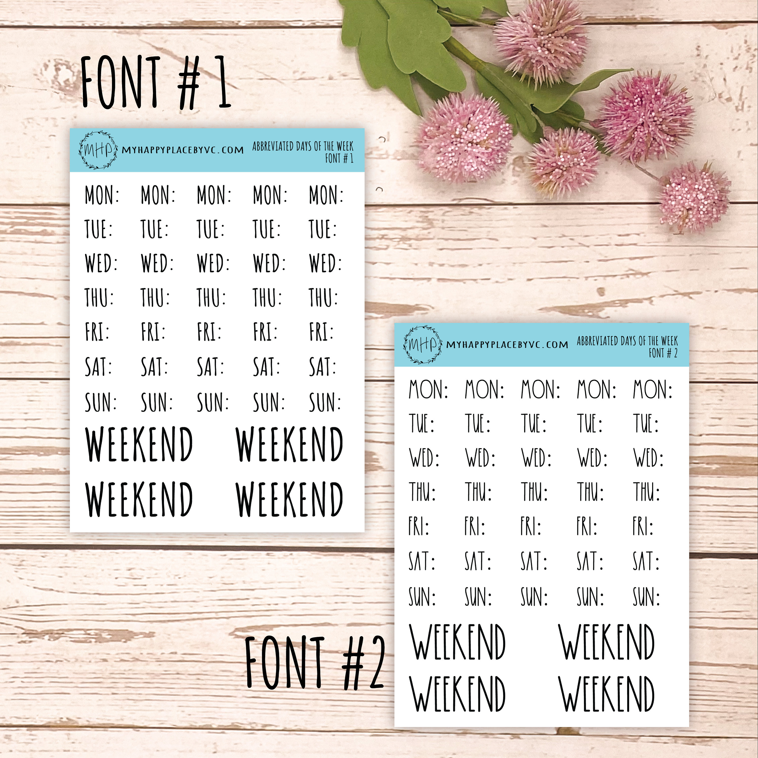 Abbreviated Days of the Week Stickers for College Planner. - Etsy