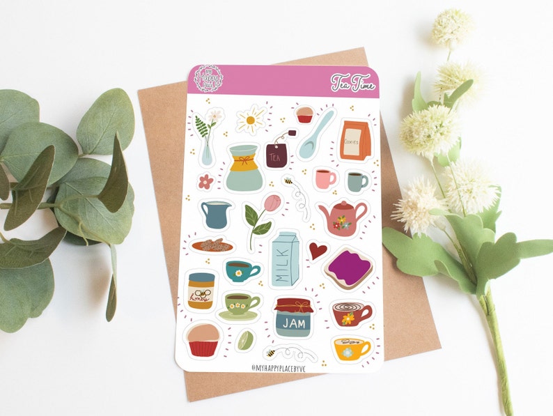 Tea Time Sticker Sheet. Tea & Coffee Planner Stickers for Bullet ...