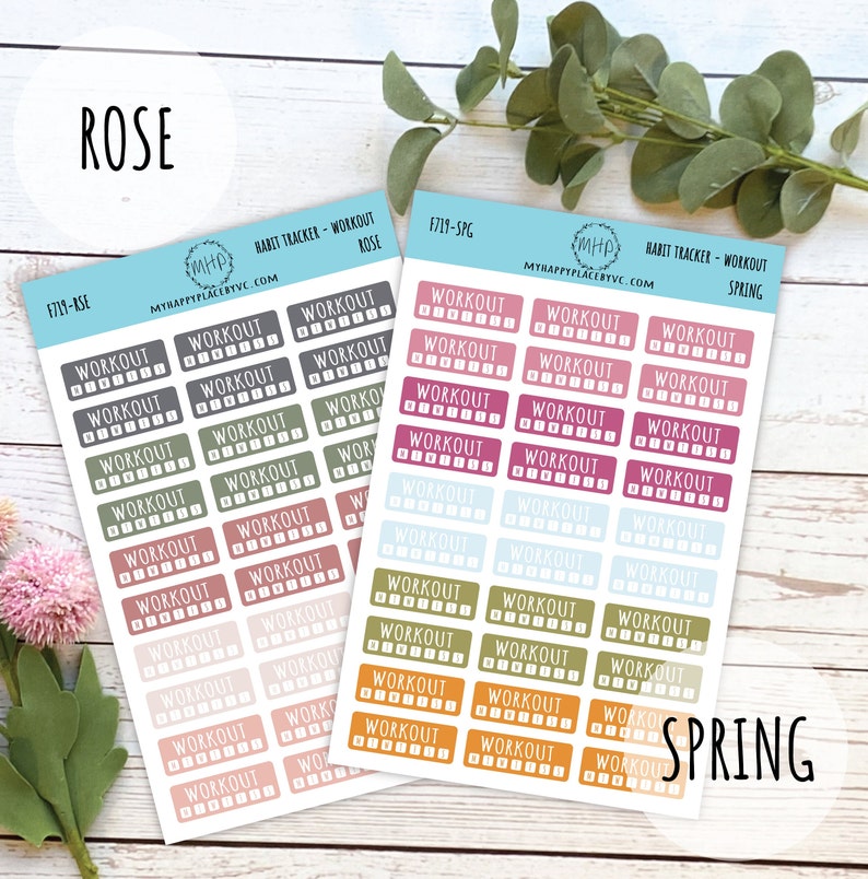 Habit Tracker Workout Planner Stickers for Bullet Journals, College ...