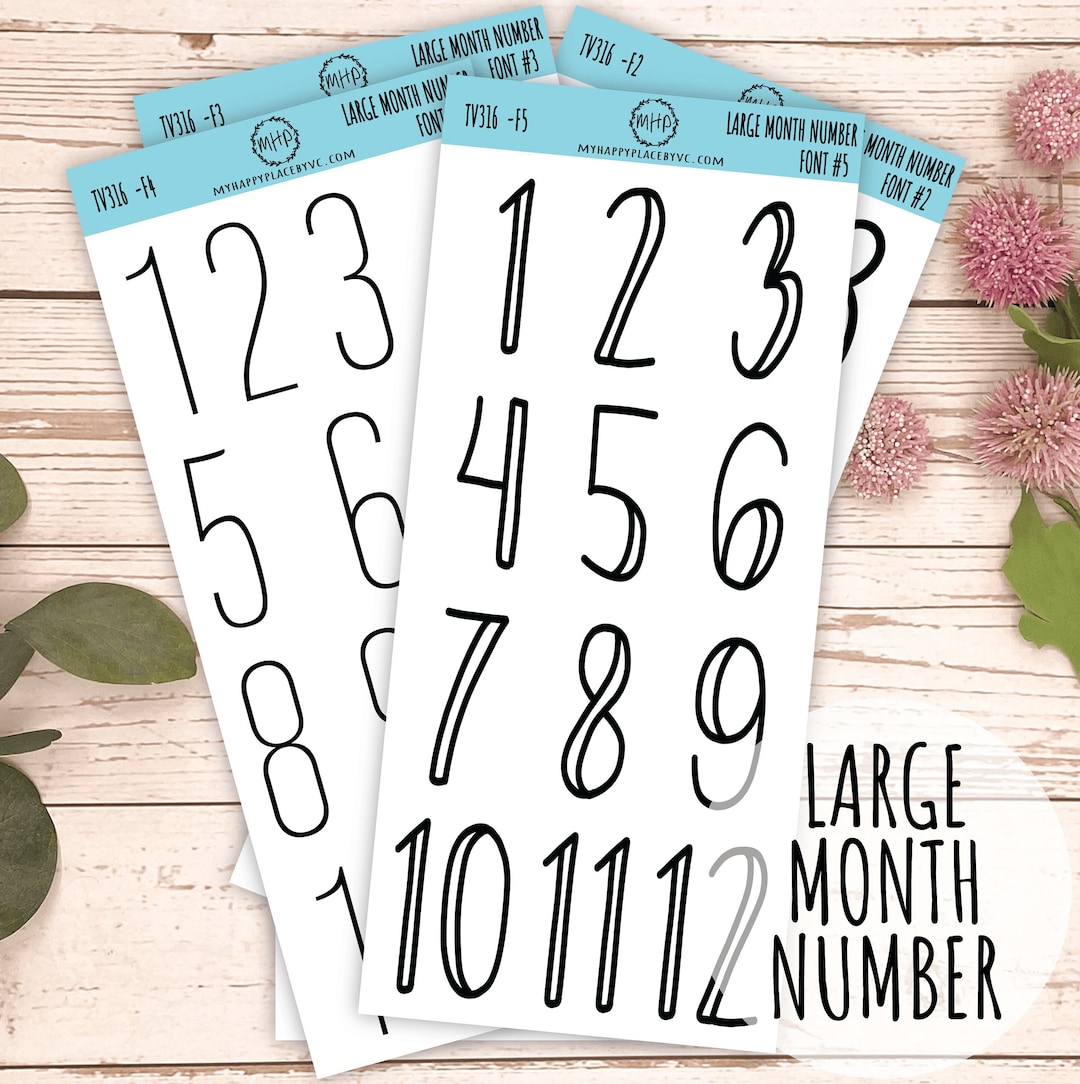 Large Month Number Stickers for Planners, Organizers and Bullet ...