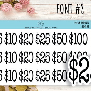 Dollar Amount Stickers. 5, 10, 20, 25, 50 & 100 Dollar Stickers. Saving ...