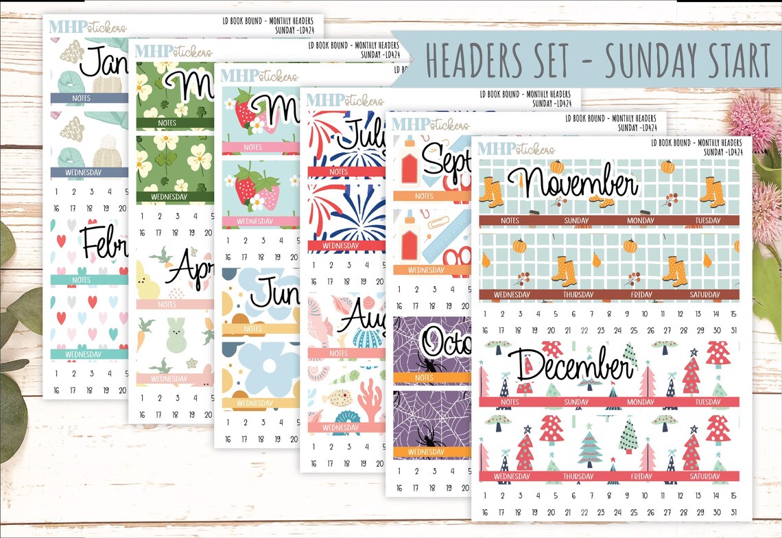 2025 Monthly Headers Set for the Mae & Kristy Laurel Denise Planner ...