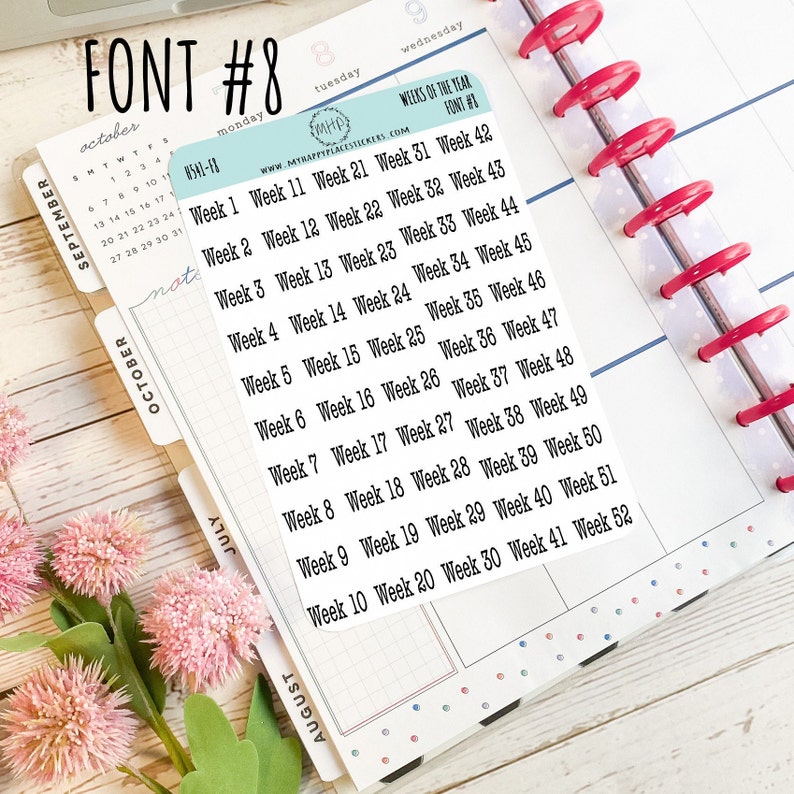 52 Weeks of the Year Stickers for Planners and Bullet Journals - Etsy