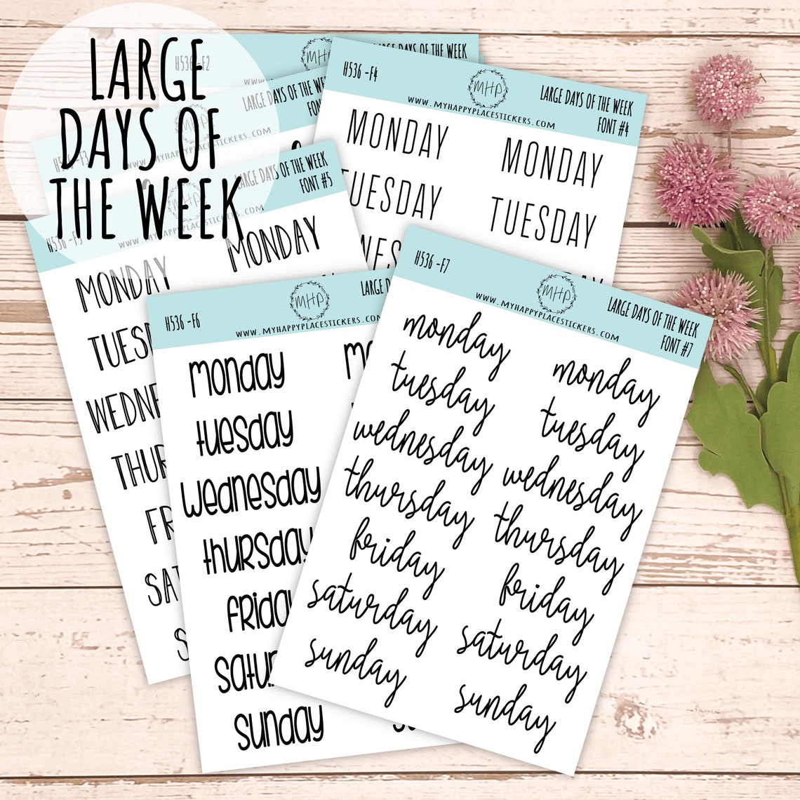 Large Days of the Week Stickers for Planners, Organizers and Bullet ...