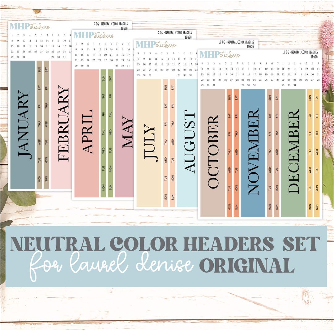 Neutral Color Monthly Headers Set for the Large Nancy & Anne Laurel ...