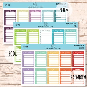 Weekly Meal Plan Stickers for Bullet Journals and Planners || F729 - Etsy