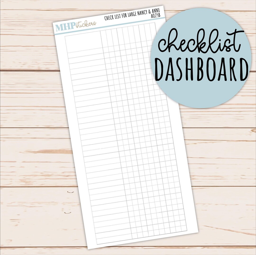 Checklist Dashboard for Planners || AO25 - Etsy