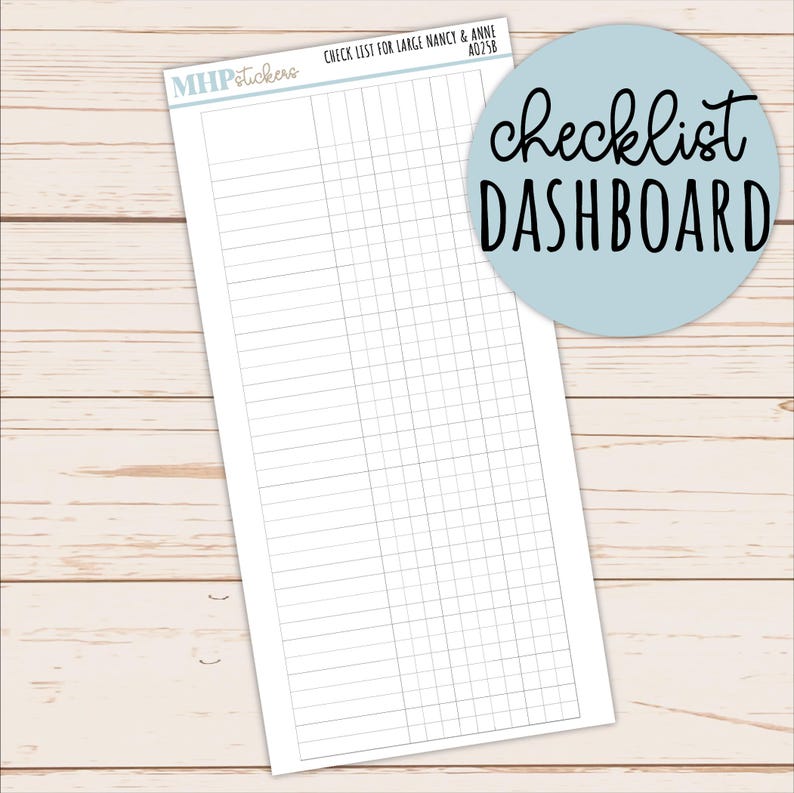 Checklist Dashboard for Planners || AO25 - Etsy