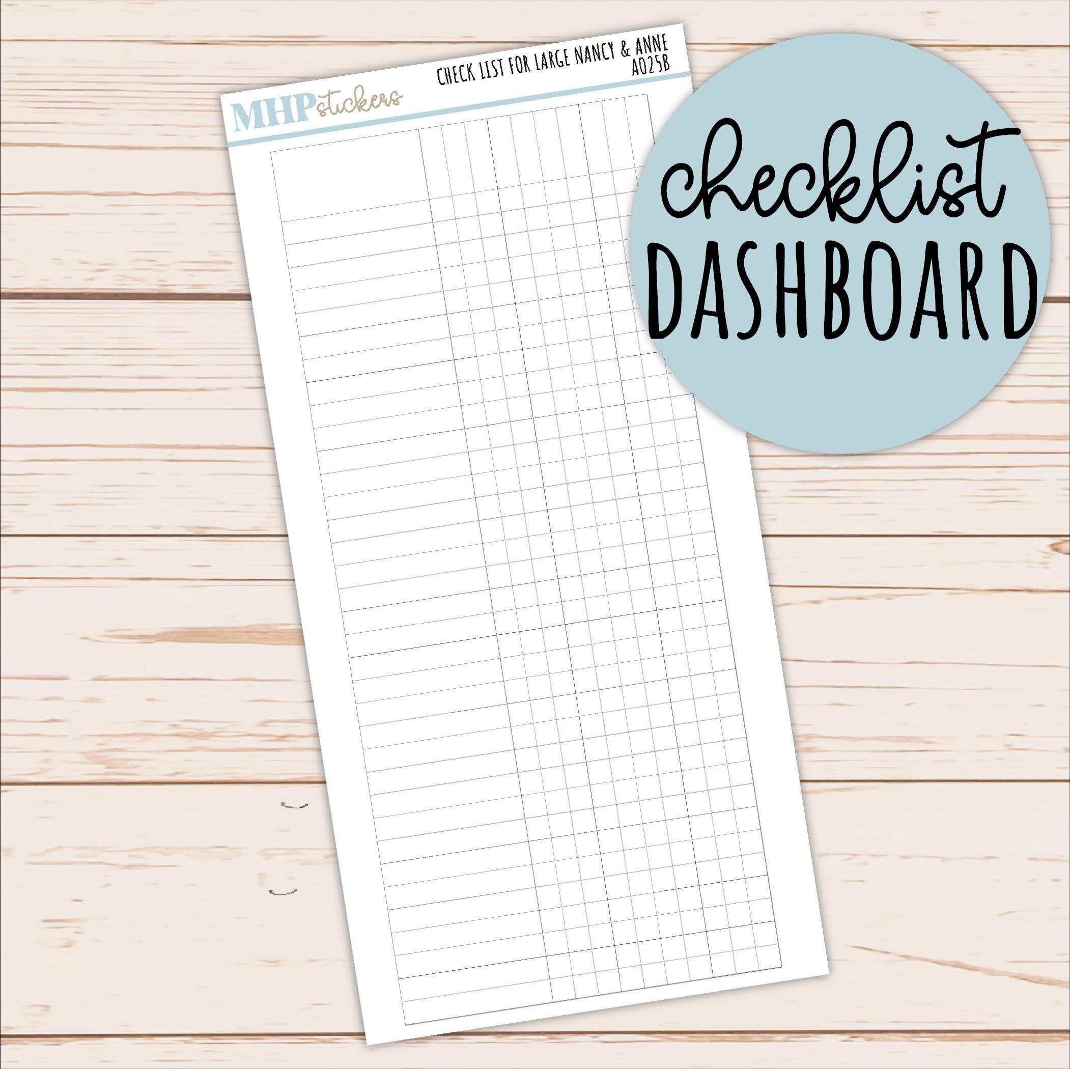 Checklist Dashboard for Planners || AO25 - Etsy